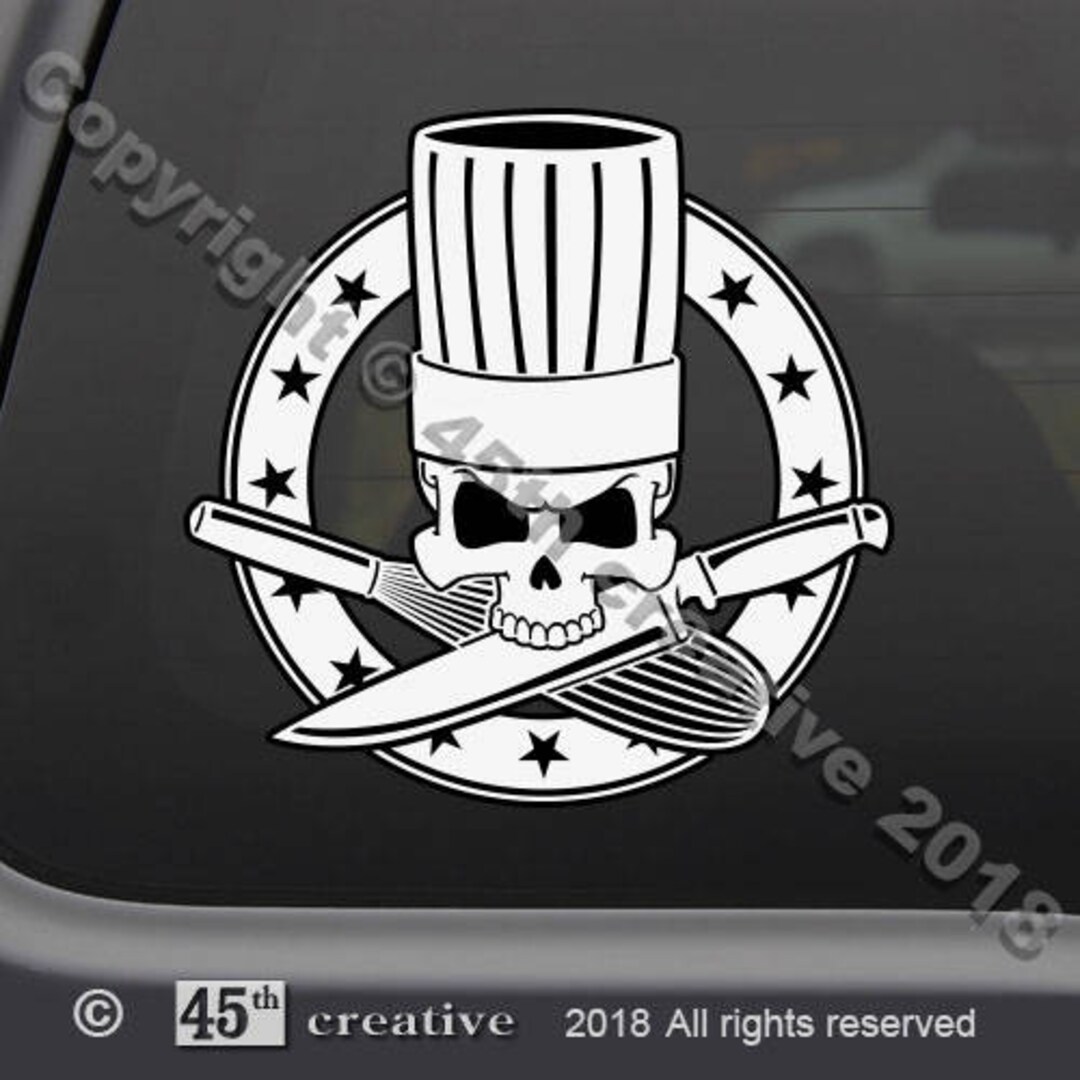 Chef Skull Crossbones Decal Sticker, Chefs Skull Decal Sticker ...