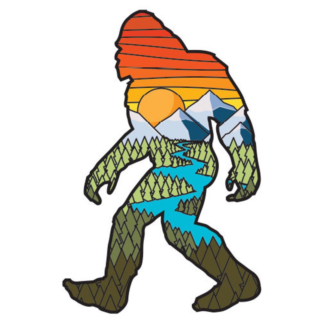 Bigfoot Sunset Decal Sasquatch Mountains Sticker Yeti Great Outdoors ...