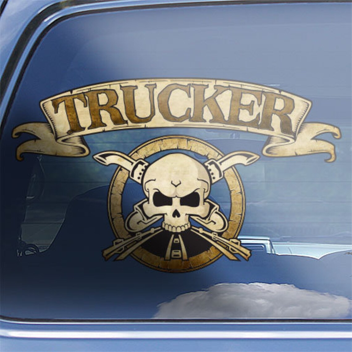 Trucker Skull & Crossbones Decal. Truck Driver Jolly Roger - Etsy