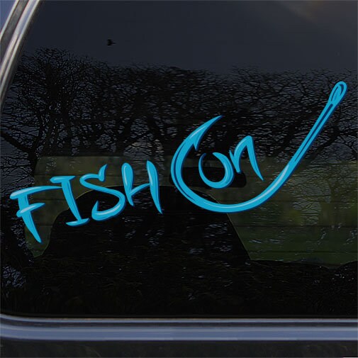 Fish on decal sticker Fish on hook boat decal sticker Fish | Etsy