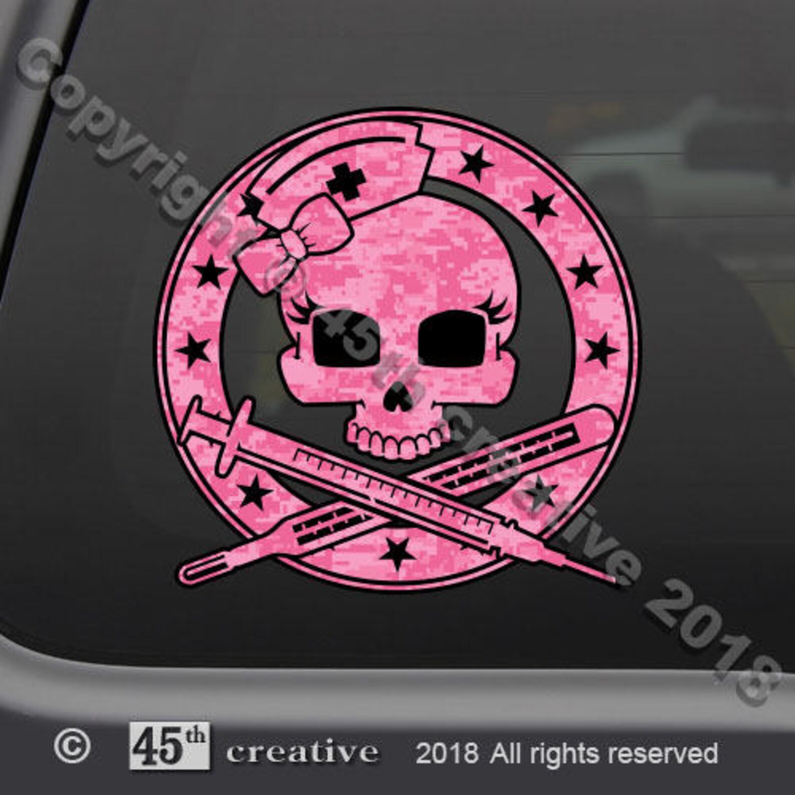 Nurse Skull Decal Sticker Rn Skull Decal Registered Nurse Etsy