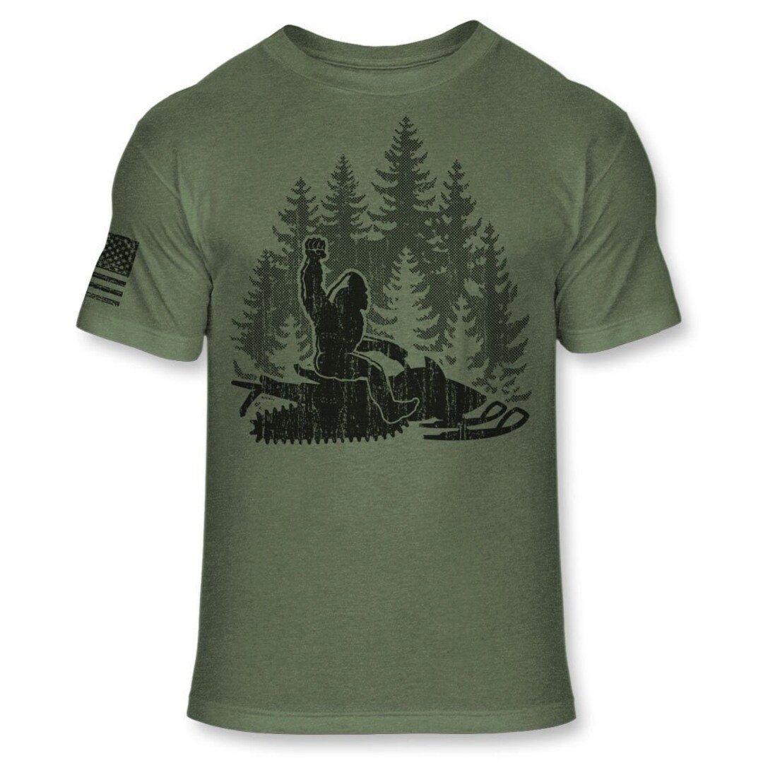 Bigfoot Snowmobile T-shirt - Funny Sasquatch Snowmobiler Shirt ...