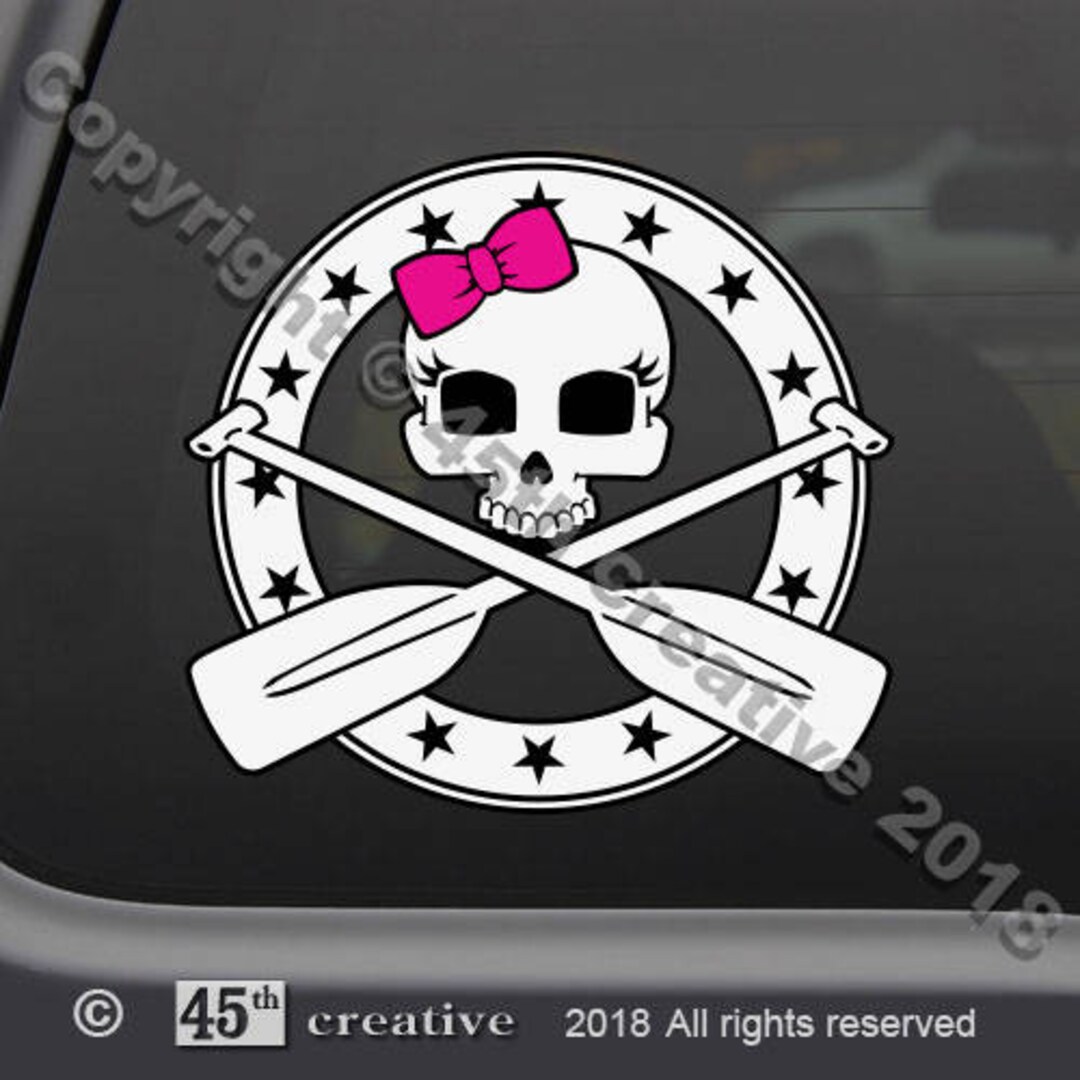 Women's Canoe Crossbones Decal Girl Canoe Rowing Sticker, Woman's Skull ...