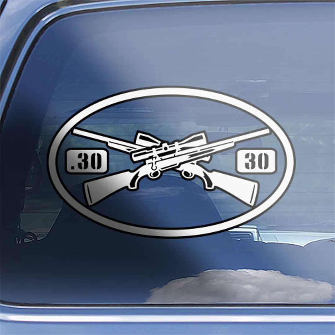 30-30 Hunting Rifle Oval Decal Sticker, .30-30 Hunting Rifle Decal ...