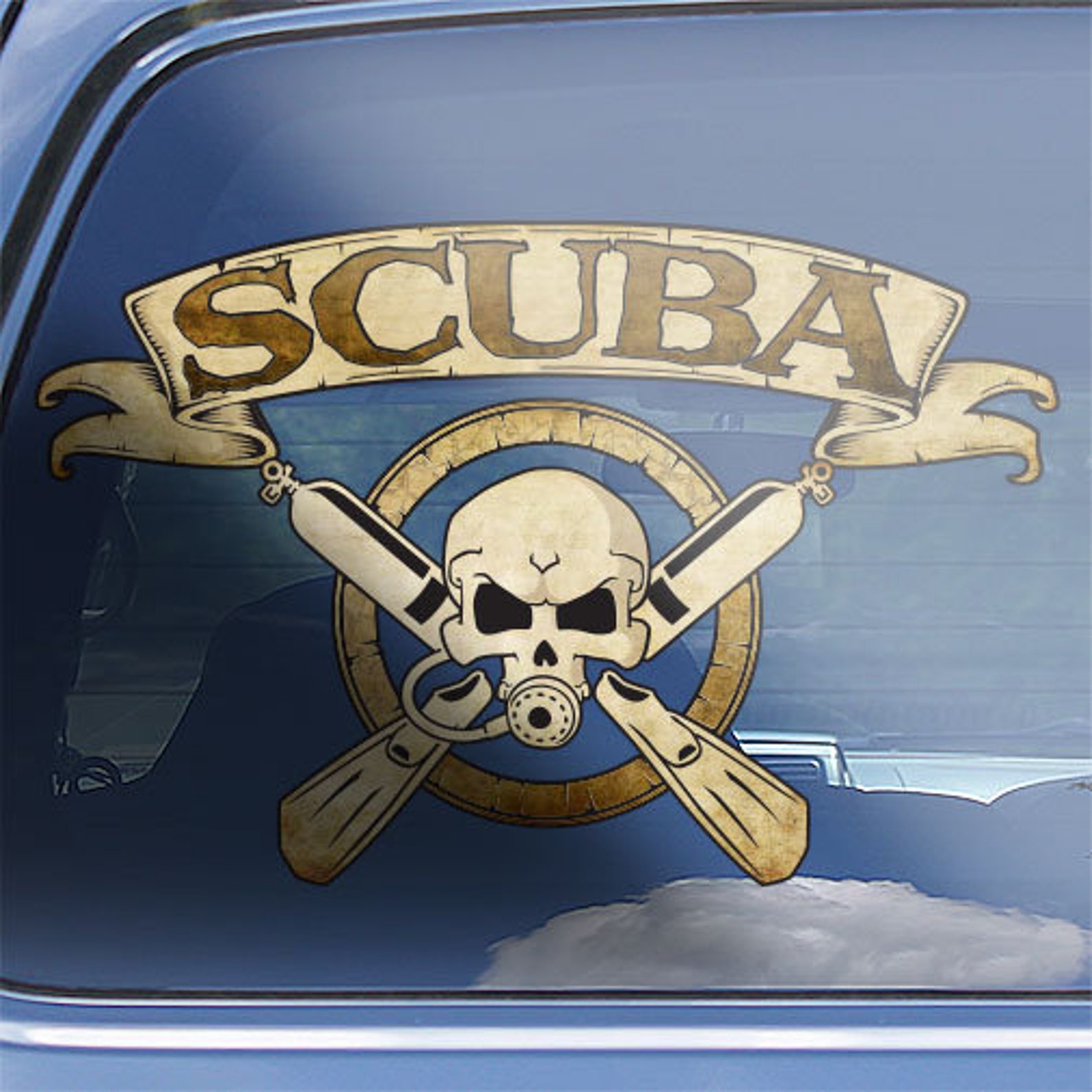 Scuba Skull & Crossbones Decal. Jolly Roger Scuba Diver Skull - Etsy