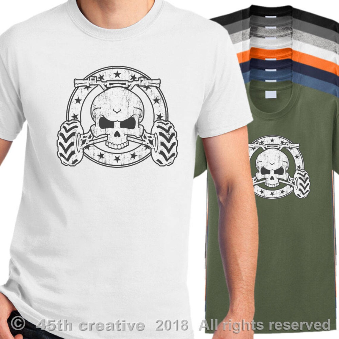 ATV T Shirt atv off road shirt atv mudding skull shirt quad | Etsy