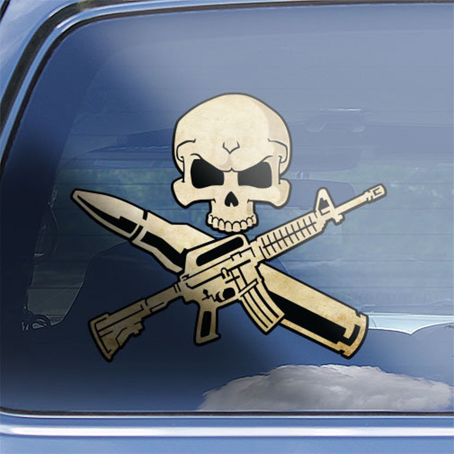 AR-15 Rifle Skull Crossbones Decal Sticker Ar15 Rifle Decal | Etsy