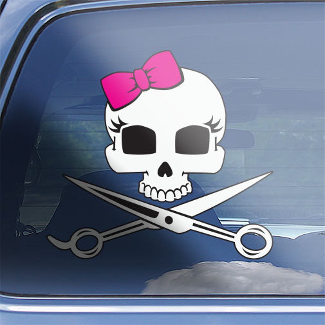 Women's Hairstylist Skull Decal Sticker Woman's - Etsy