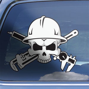Millwright Skull & Crossbones Decal Sticker, Millwright Tradesman ...