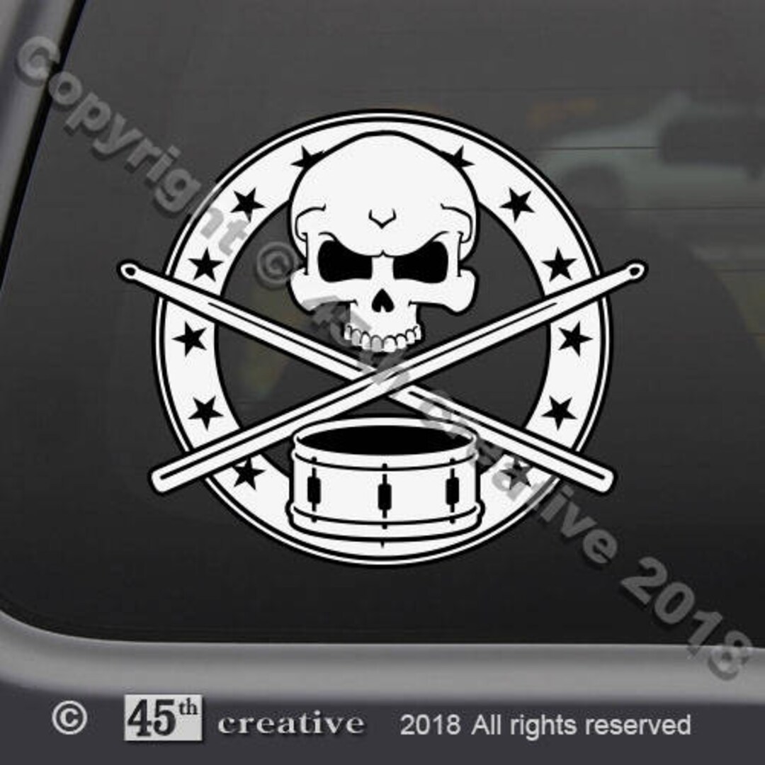 Drummers Skull Crossbones Decal Sticker Drumming Decal - Etsy