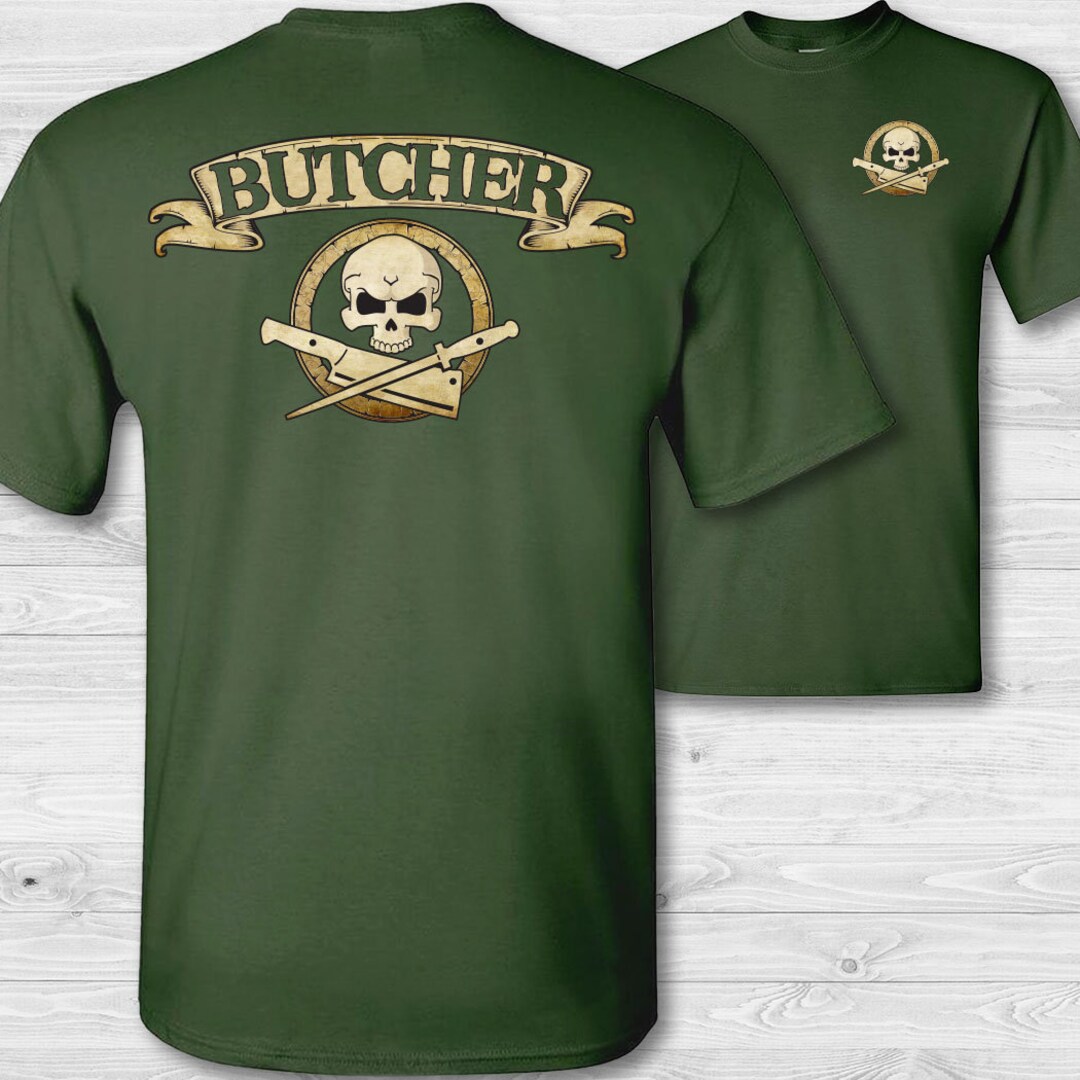 Men's Butcher Skull & Crossbones T-shirt. Butchers Short Sleeve Tee ...
