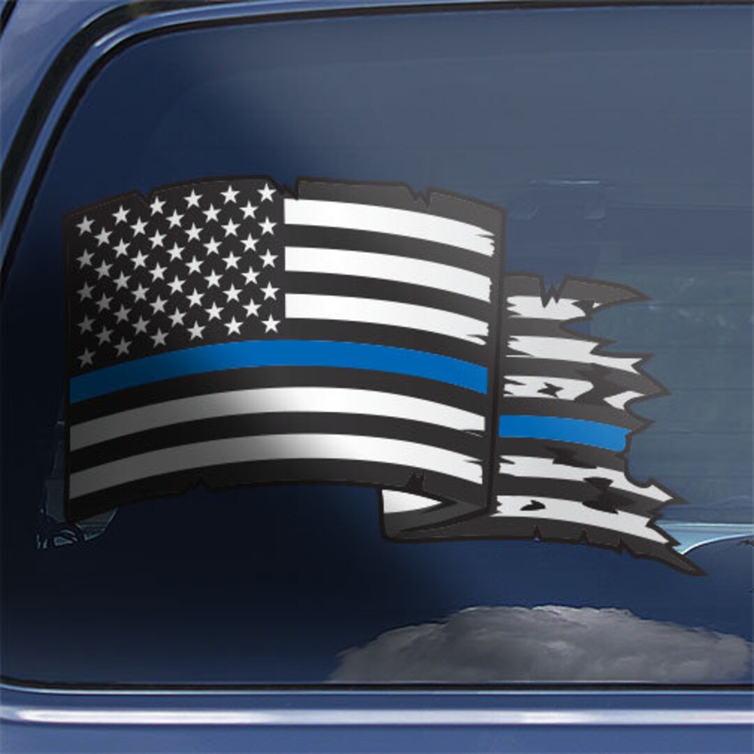 Thin Blue Line Distressed American Flag Law Enforcement Decal Thin Blue ...