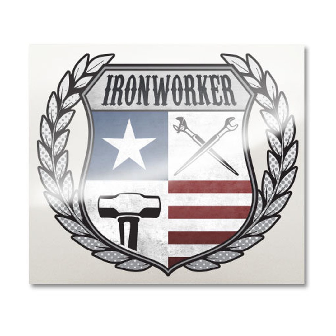 Ironworker Decal American Flag Ironworking Sticker Patriotic Iron ...