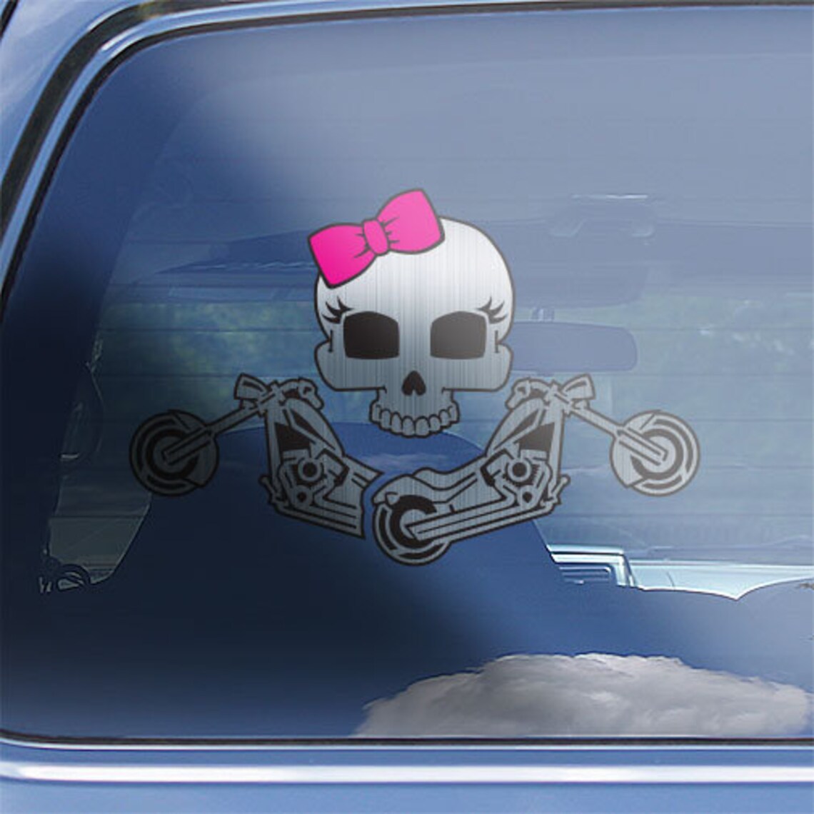Women's Biker Skull Decal Sticker Girls Motorcycle - Etsy