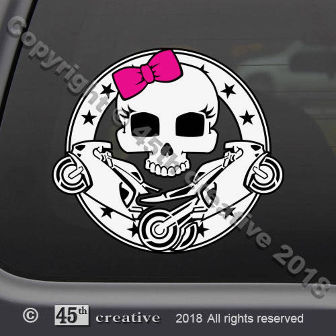 Women's Sport Bike Skull Crossbones Decal, Girls Skull Sport Motorcycle ...