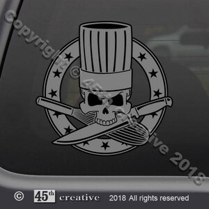 Chef Skull Crossbones Decal Sticker, Chefs Skull Decal Sticker ...