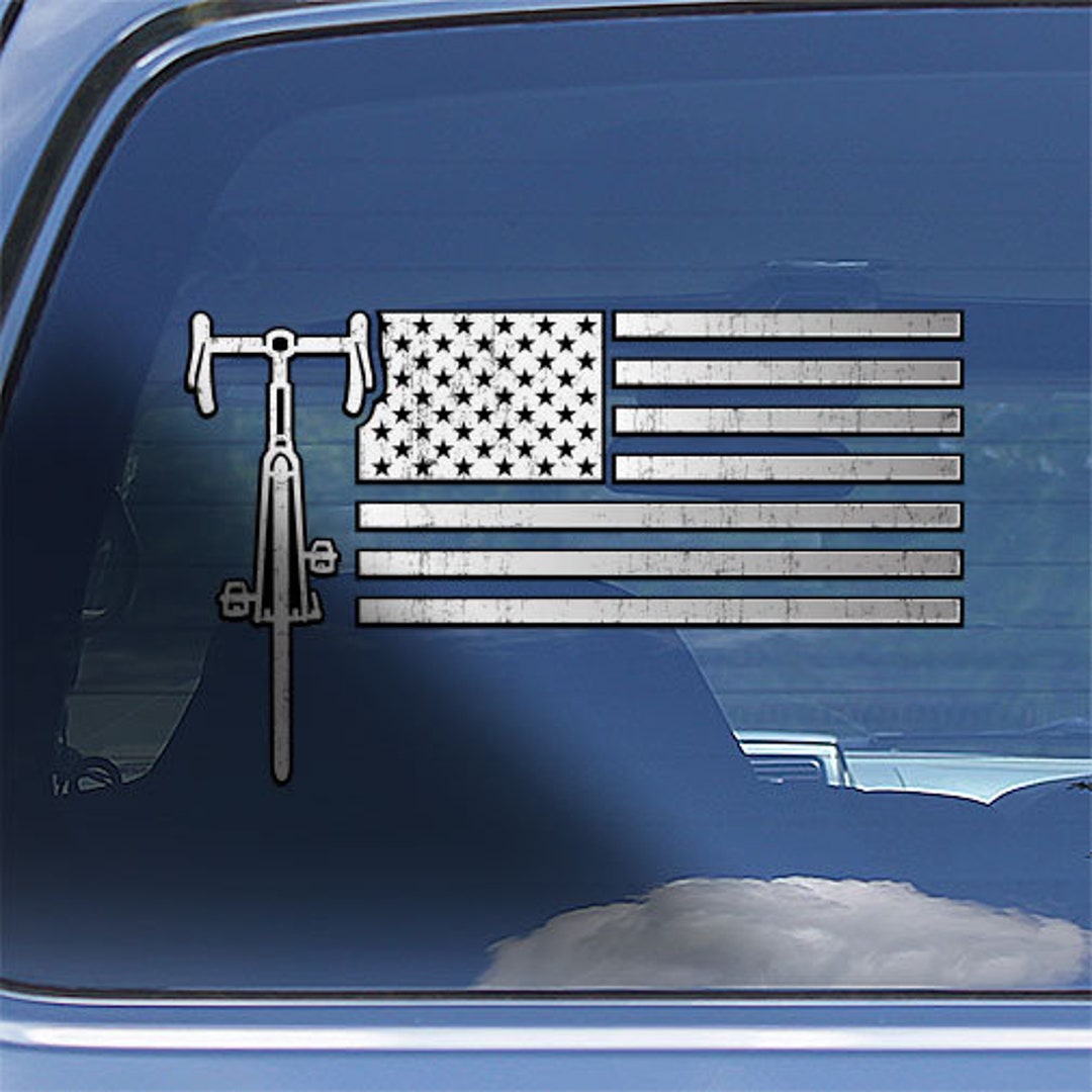 USA Street Cycling Decal Sticker, Bicycle Window Decal, American Flag ...