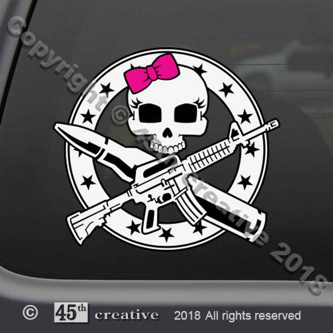Women's AR-15 Crossbones Decal, AR 15 Rifle Target Shooting Decal, Girl ...