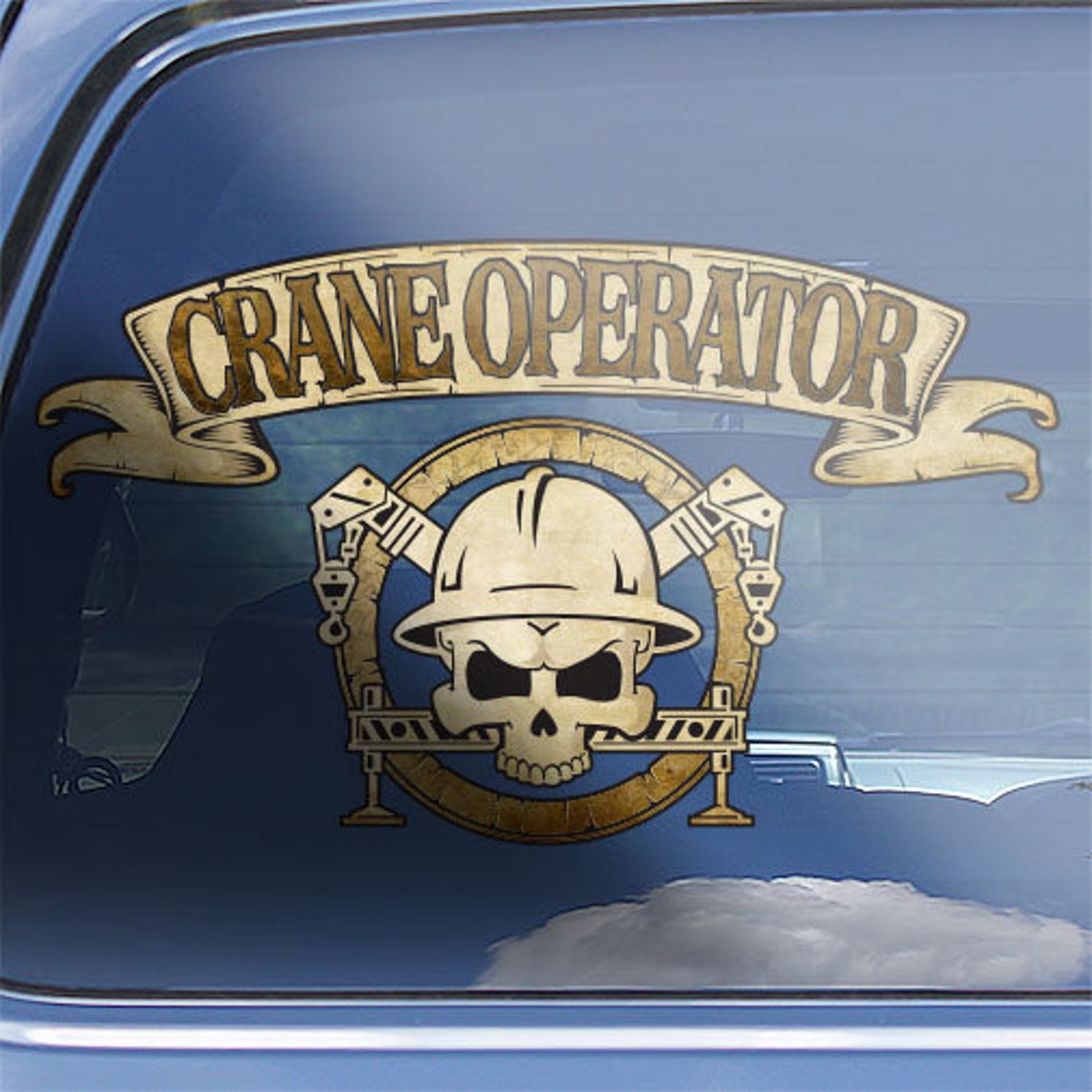 Crane Operator Skull & Crossbones Decal. Truck Crane Jolly - Etsy