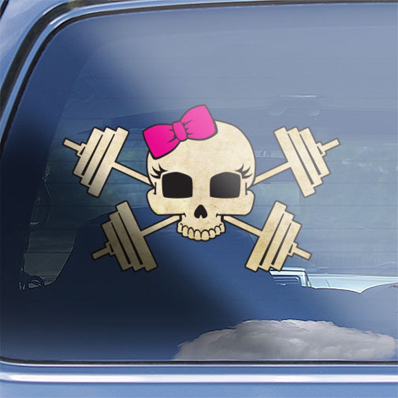 Women's Body Builder Skull Decal Sticker Girls Weight - Etsy