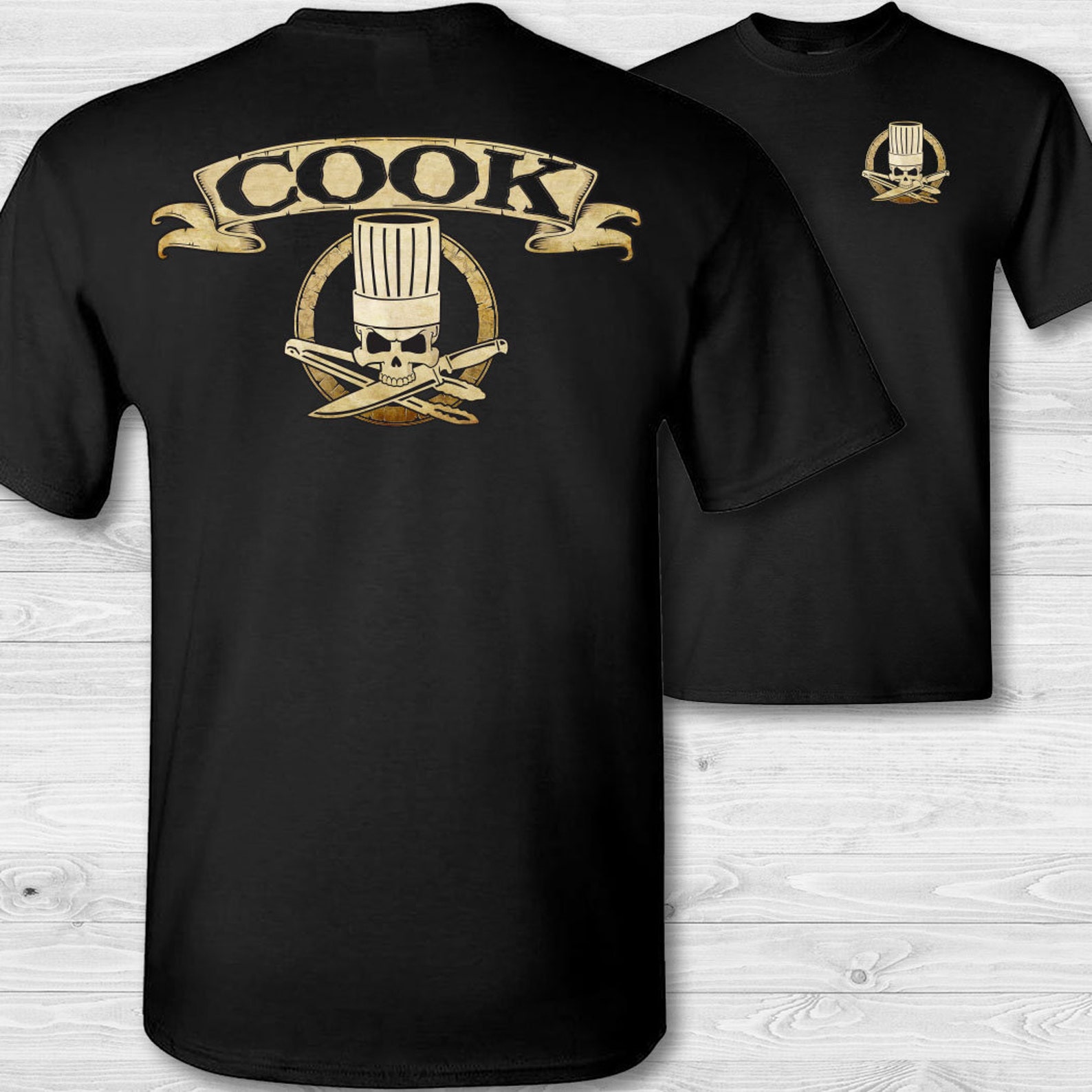 Men's Cook Skull & Crossbones T-shirt. Barbecue Cooks Short Sleeve Tee ...