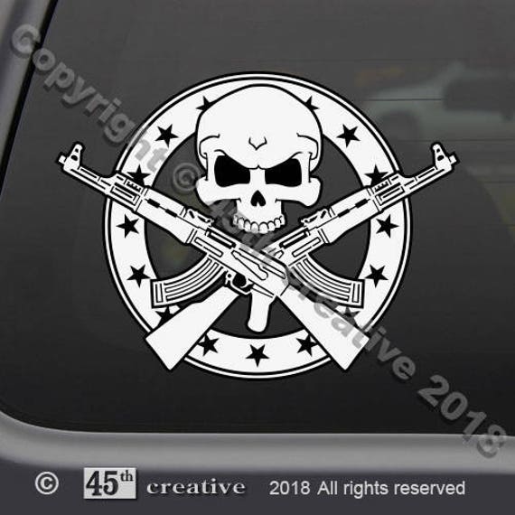 AK-47 rifle skull crossbones decal sticker ak47 rifle decal | Etsy