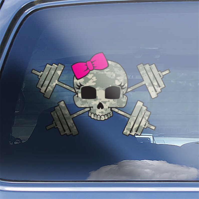 Women's Body Builder Skull Decal Sticker Girls Weight - Etsy