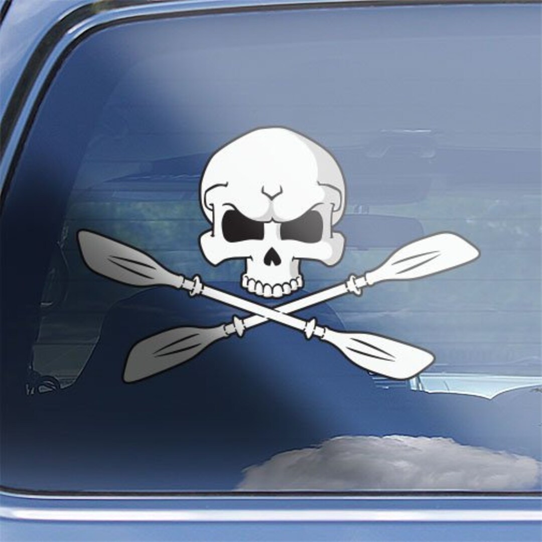 Kayak Skull Crossbones Decal Sticker Kayaking Window Decal - Etsy