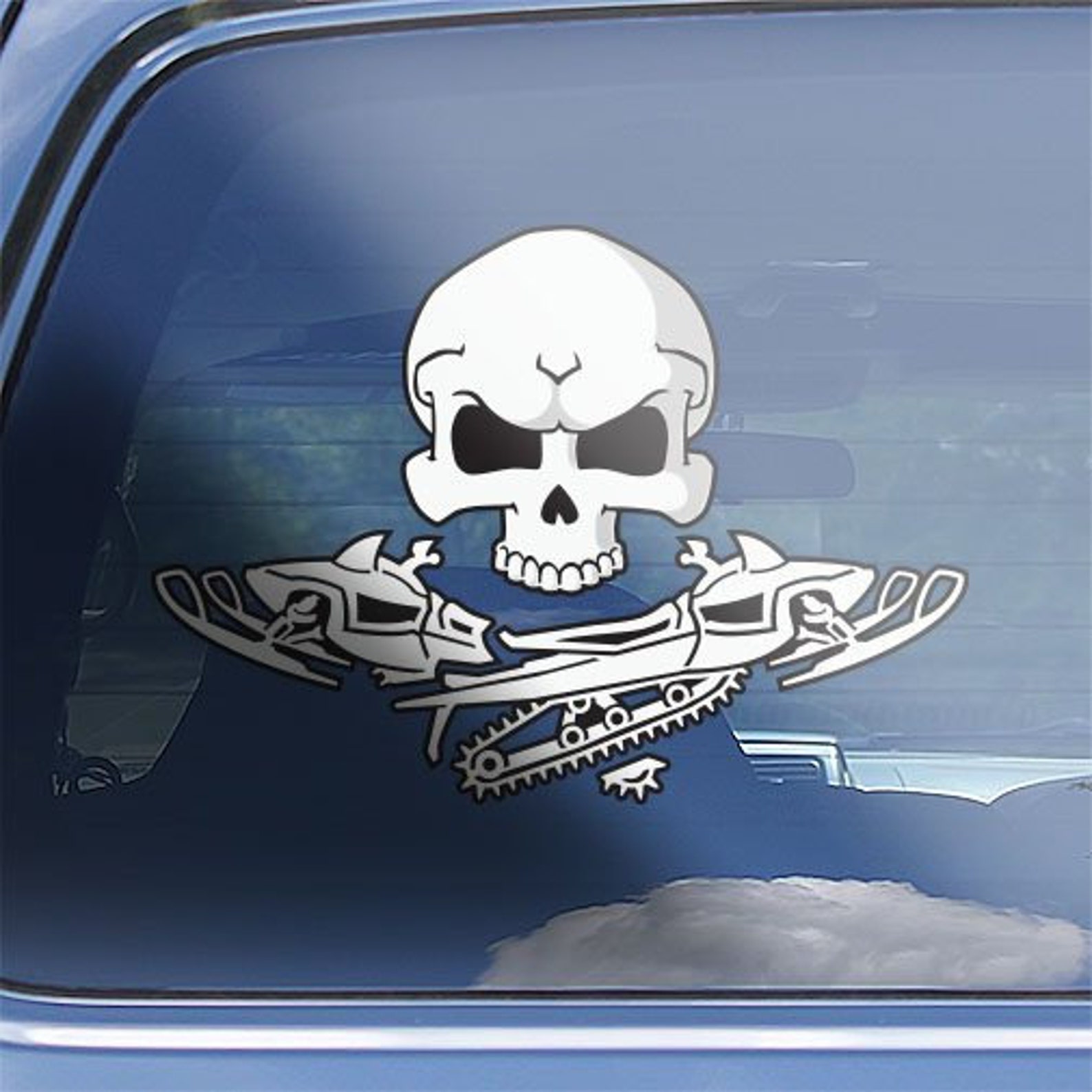 Snowmobile Skull Crossbones Decal Sticker Snowmobiling Window - Etsy