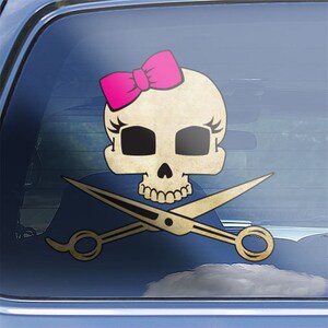Women's Hairstylist Skull Decal Sticker Woman's | Etsy