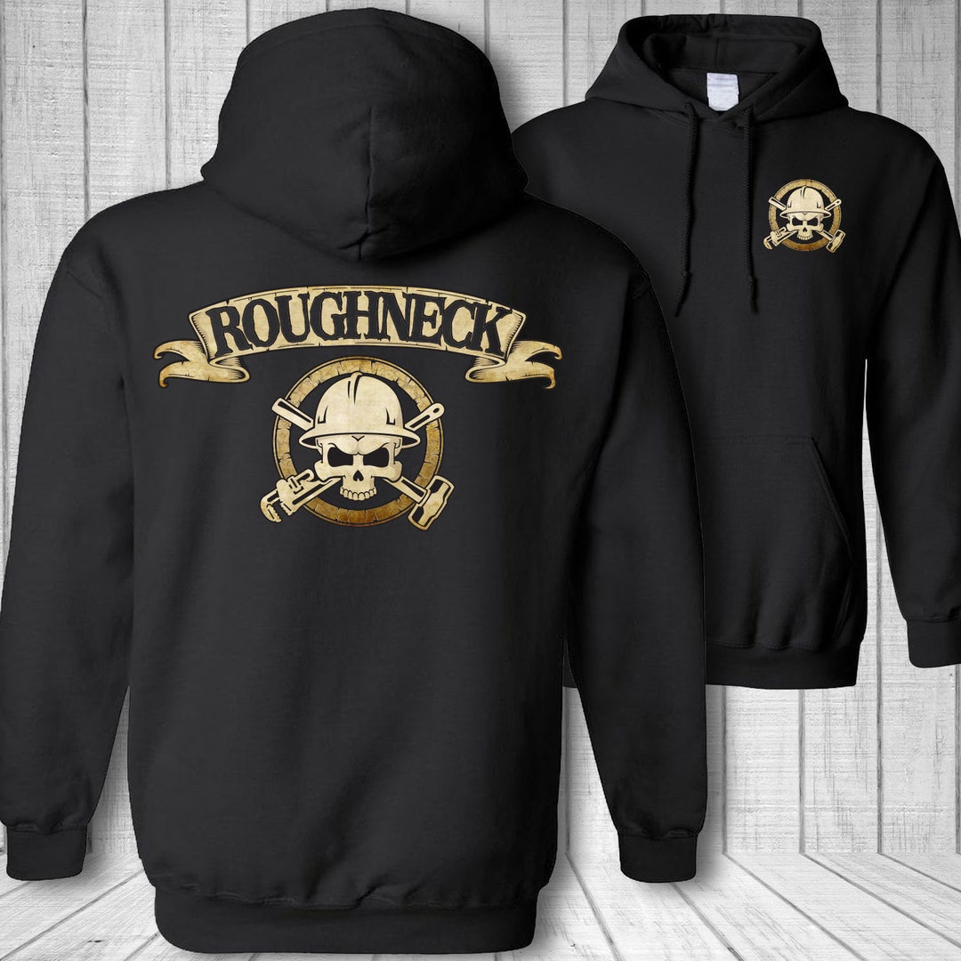Oilfield Worker Skull Hoodie, Roughneck Skull Hooded Sweatshirt, Jolly ...