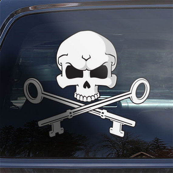 Locksmith skull crossbones decal sticker locksmithing decal | Etsy