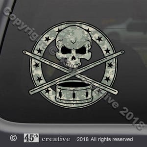Drummers Skull Crossbones Decal Sticker, Drumming Decal Sticker ...