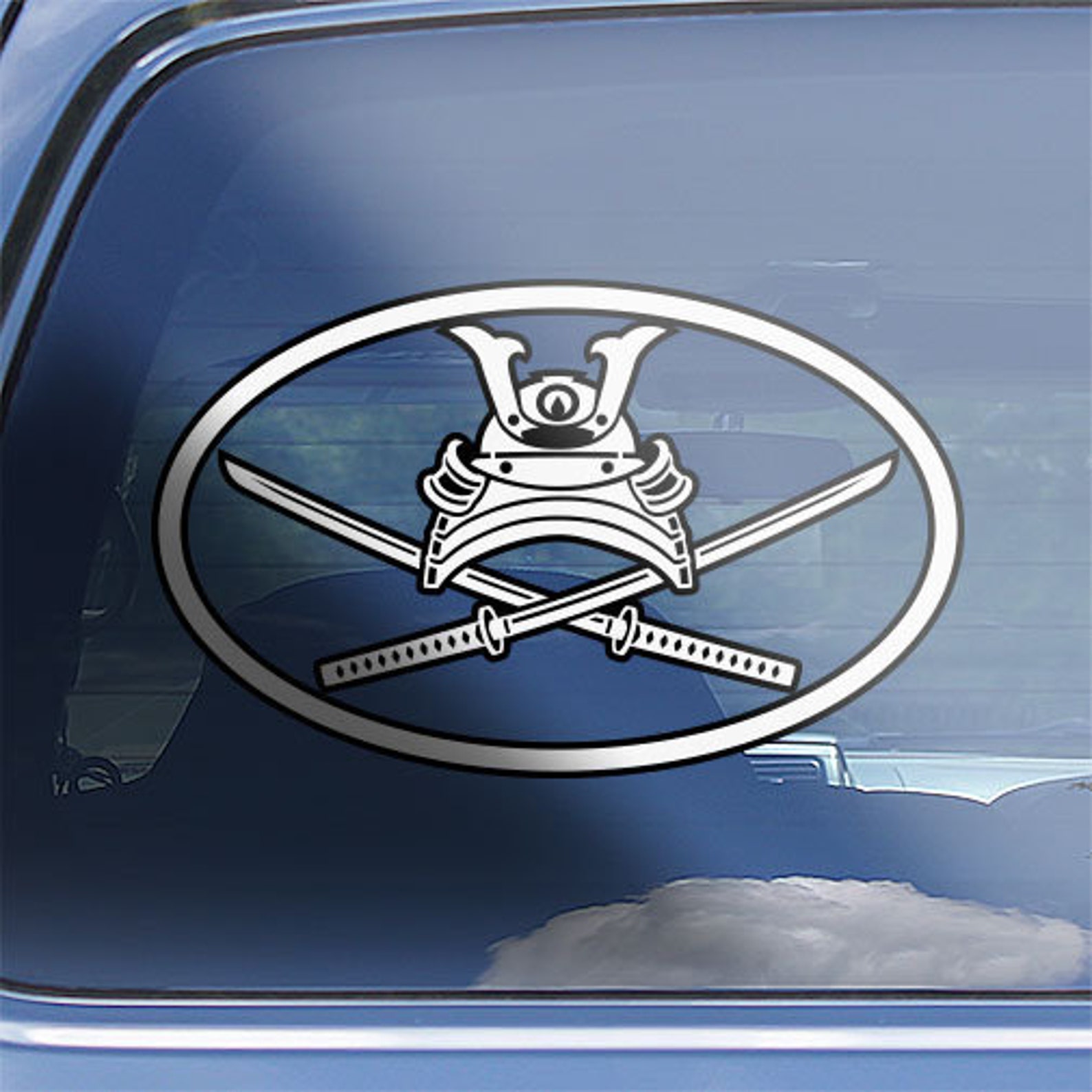 Samurai Oval Decal Sticker Samurai Helmet Window Decal - Etsy