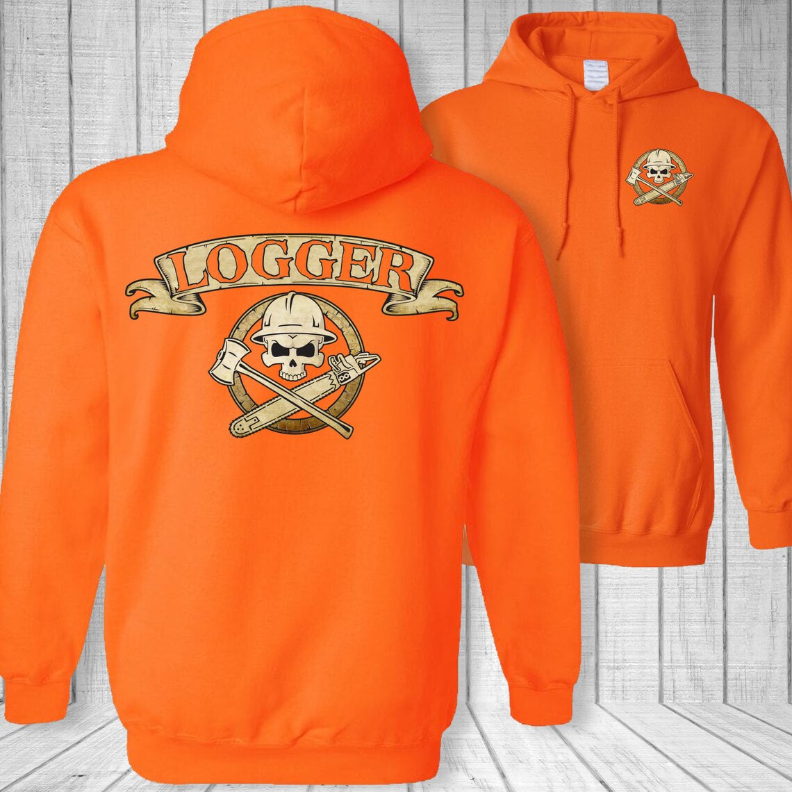 Logger Skull Hoodie Logging Skull Hooded Sweatshirt Loggers - Etsy