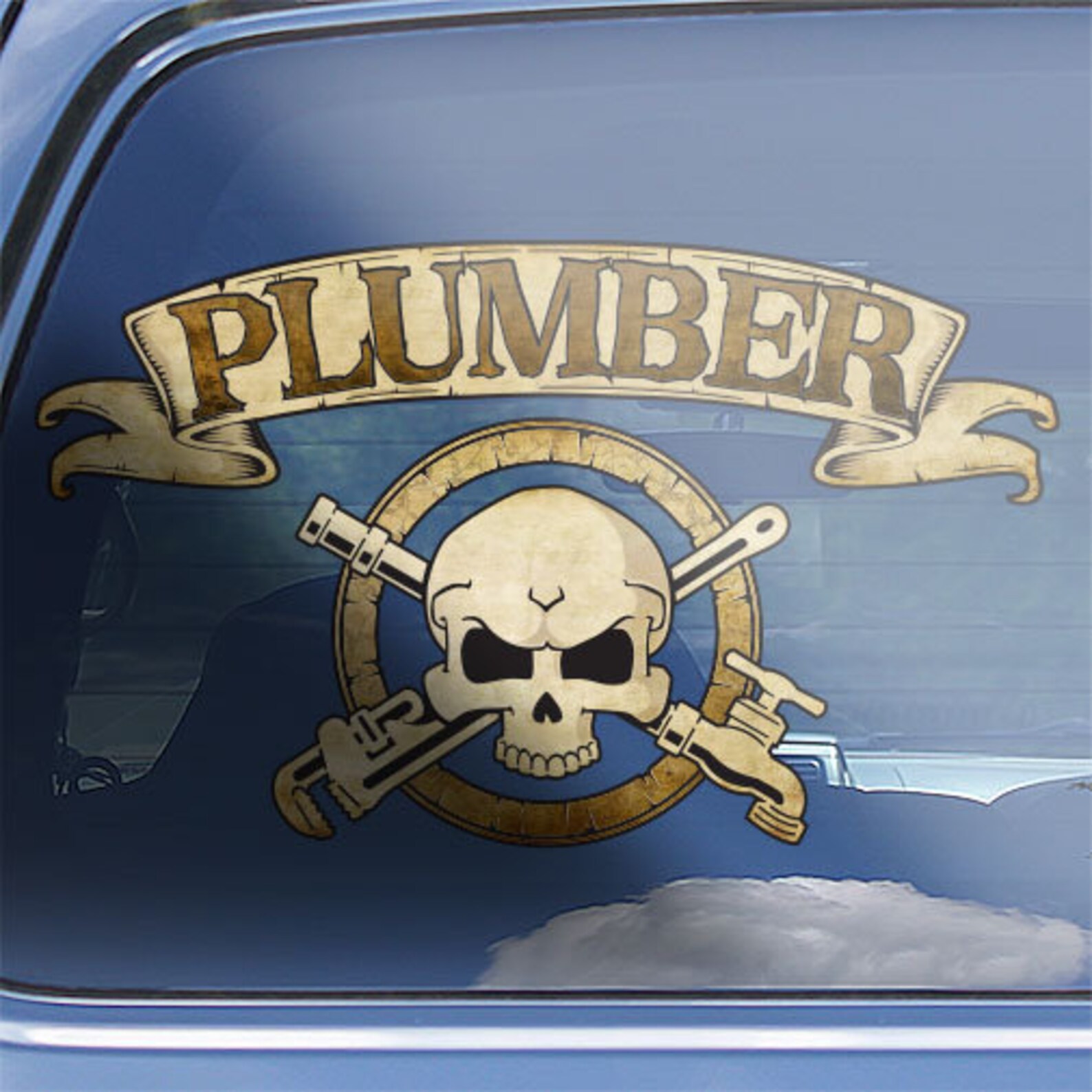 Plumber skull & crossbones decal. Plumbers jolly roger skull | Etsy