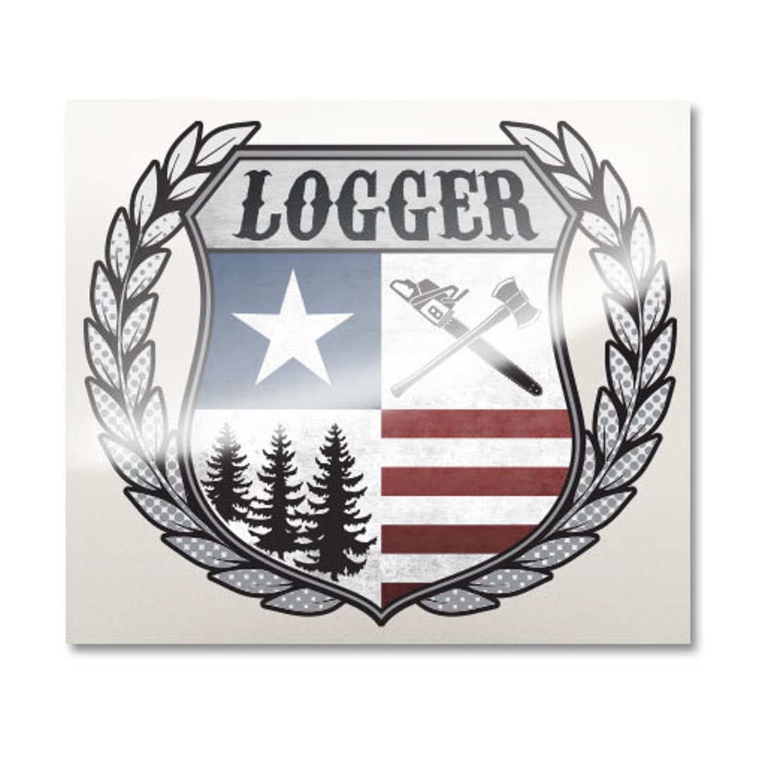 Logger Decal USA Flag Logging Sticker Patriotic Lumber Jack Decal ...