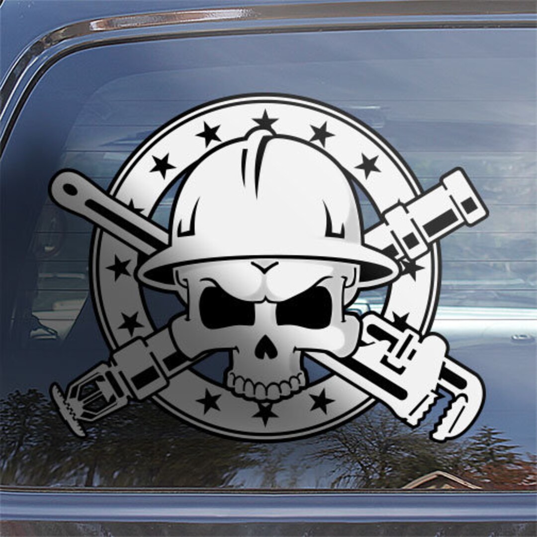 Sprinkler Fitter Skull & Crossbones Decal, Sprinkler Fitters Window ...