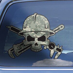 Millwright Skull & Crossbones Decal Sticker, Millwright Tradesman ...