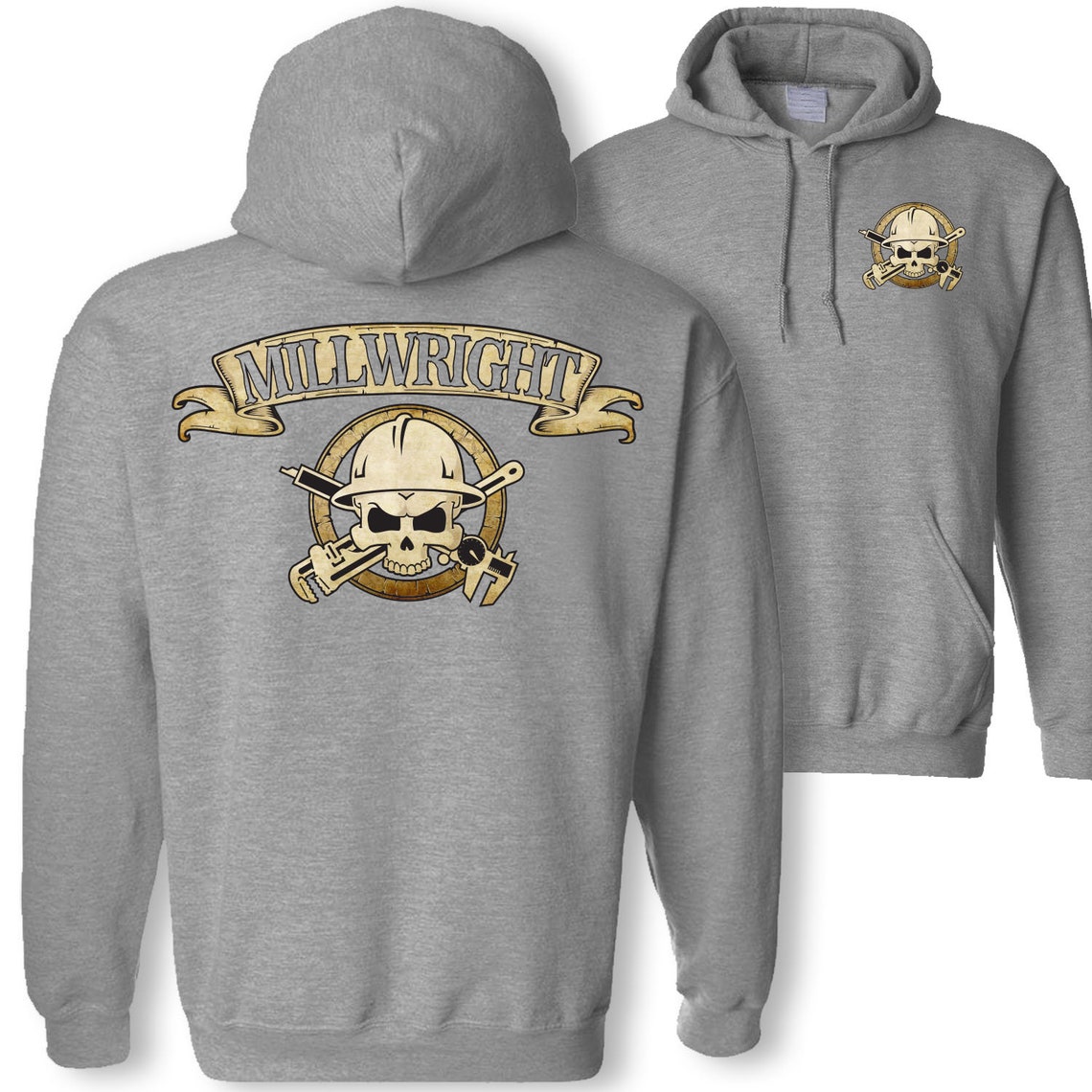 Millwright Skull Hoodie Mill Wright Skull Hooded Sweatshirt - Etsy