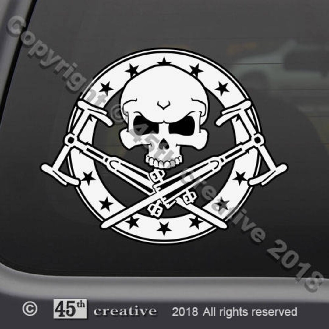 Cycling Skull Crossbones Decal Sticker, Bicycling Window Decal Sticker ...