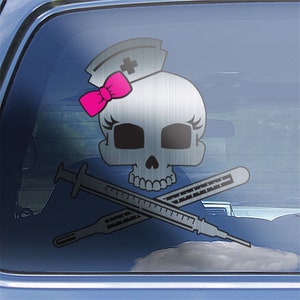 Nurse Skull Decal Sticker, Rn Skull Decal, Registered Nurse Decal ...