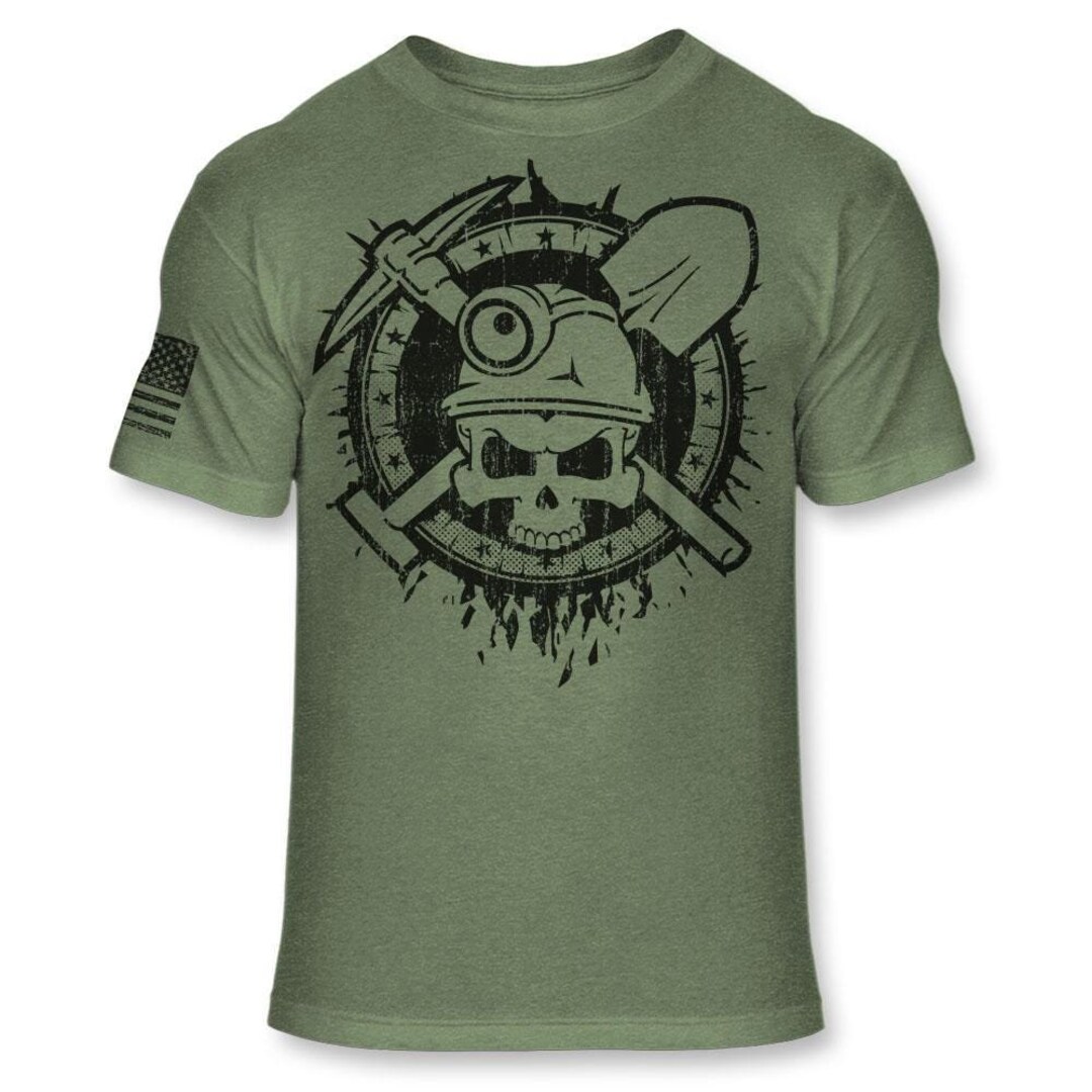 Miner Skull Logo T-shirt - Miners Crossbones Shirt - Jolly Roger Mining ...