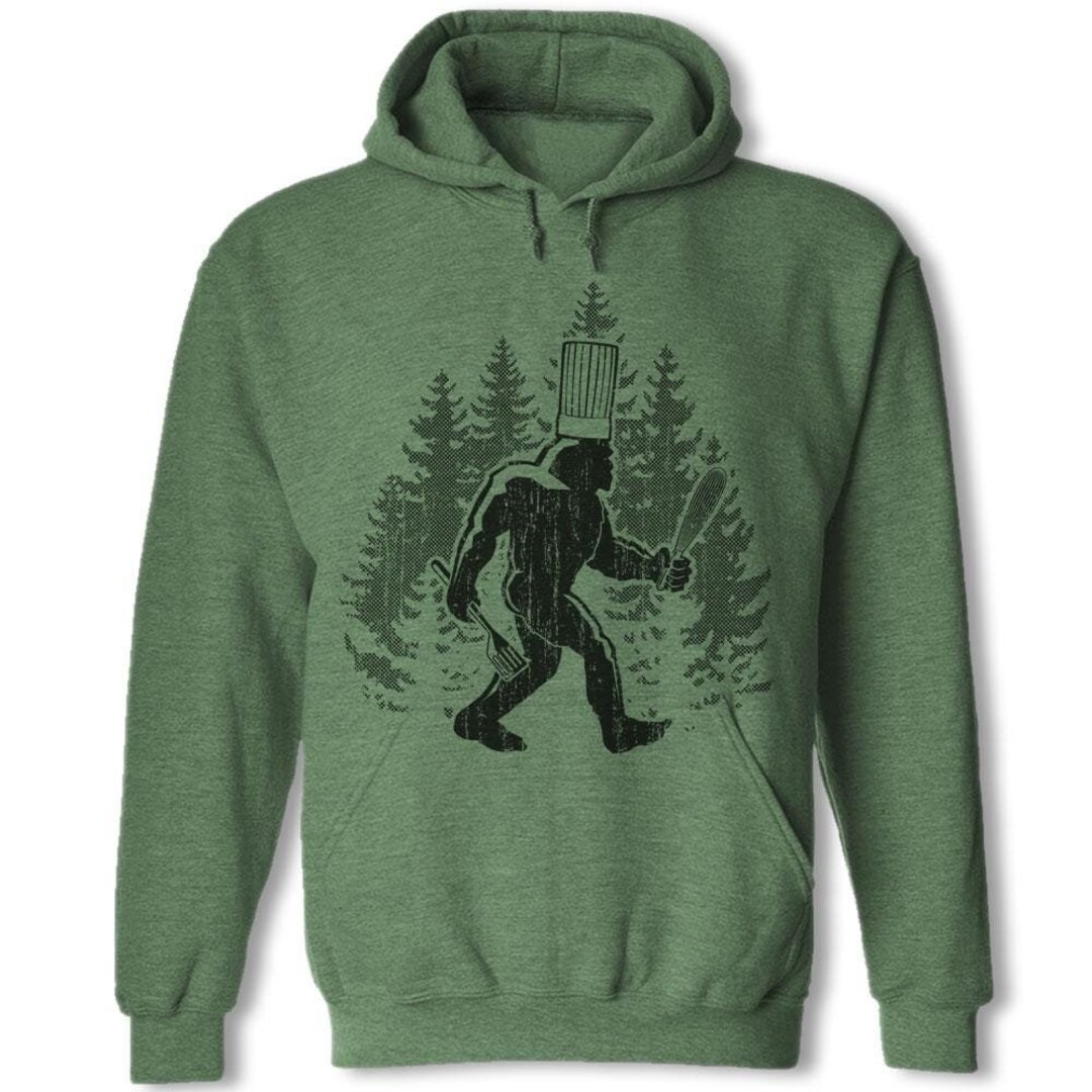 Funny Bigfoot Chef Graphic Hoodie - Sasquatch Cooking Pullover - HA285 ...