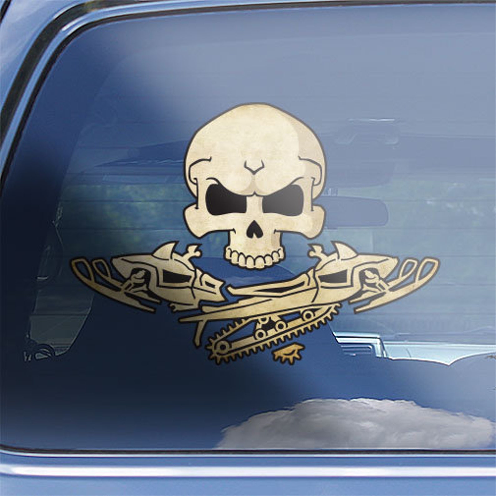 Snowmobile skull crossbones decal sticker snowmobiling window | Etsy