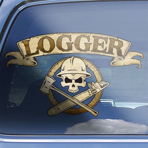 Logger Skull & Crossbones Decal. Loggers Jolly Roger Skull Sticker ...