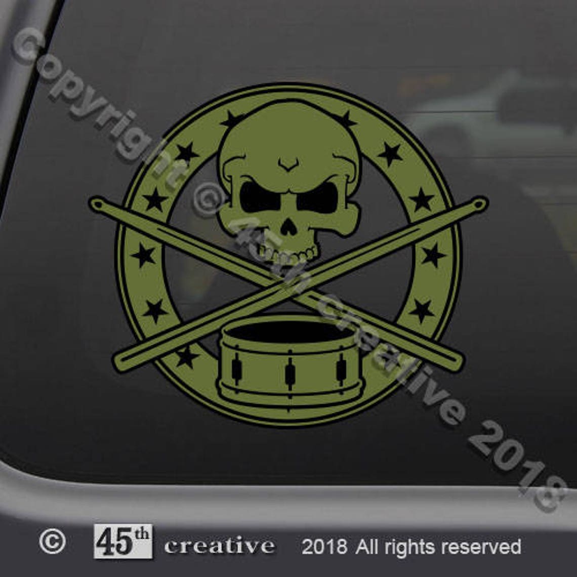 Drummers Skull Crossbones Decal Sticker Drumming Decal | Etsy