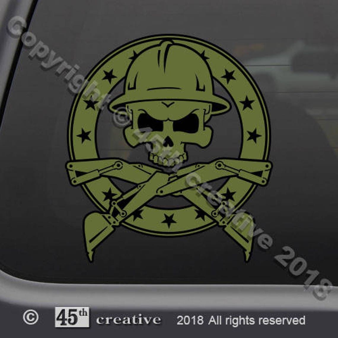 Excavator skull crossbones decal sticker excavators decal | Etsy