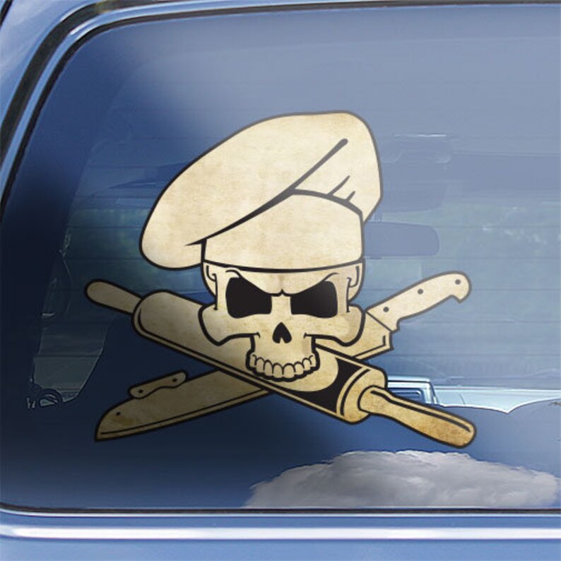 Pizza Chef Skull Crossbones Decal Sticker Pizza Chefs Decal | Etsy