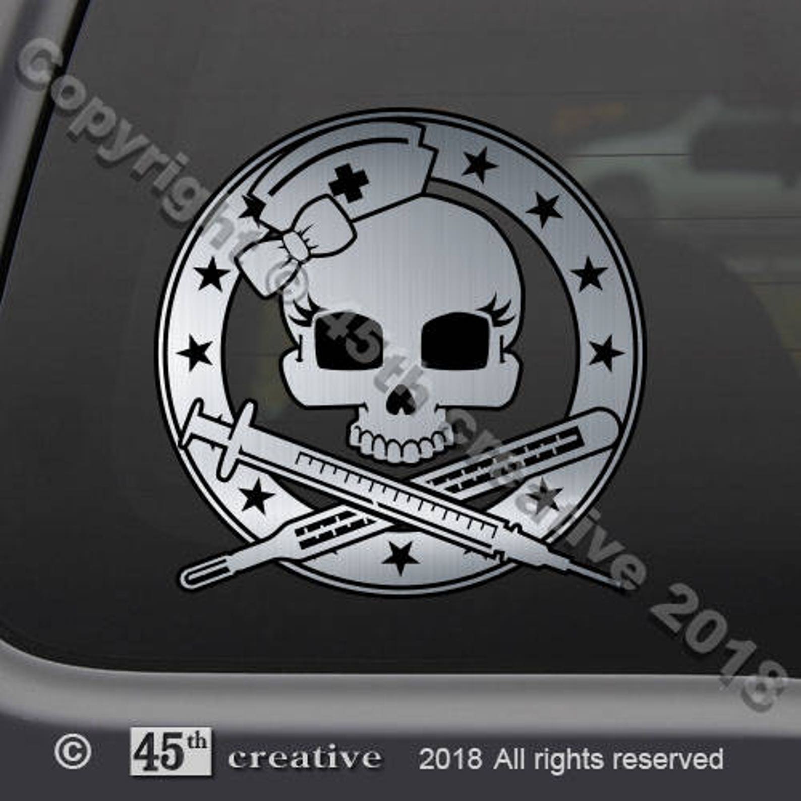 Nurse Skull Decal Sticker Rn Skull Decal Registered Nurse Etsy